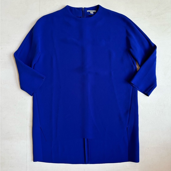 COS | Tops | Cos Cobalt Blue Mock Neck Tunic Blouse | Poshmark
